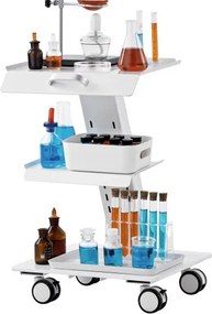Laboratorní vozík, 3vrstvý pojízdný kovový pojízdný vozík s otočnými kolečky