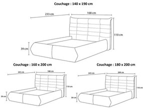 Světle šedá čalouněná dvoulůžková postel s úložným prostorem s roštem 160x200 cm Clothilde – Bobochic Paris