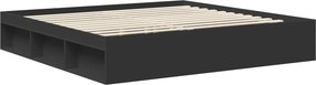 Rám postele s čelo Černá 200 x 200 cm Masivní borové dřevo 3412034