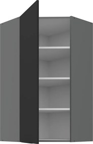 ARIA ab | horní kuchyňská skříňka 60x60 GN-108 1F (45°) rohová s policemi | 60x60 cm | EXTRA VYSOKÁ | antracit/černá