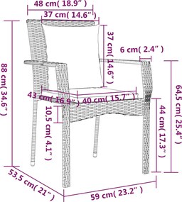 vidaXL 9dílný zahradní jídelní set s poduškami polyratan [3157956] Barva: Šedá