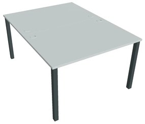 Dvojstůl pracovní rovný 120×160 cm - Hobis Uni USD 1200 Dekor stolové desky: šedá, Barva nohou: černá