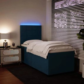 Box spring postel s matrací modrá 90 x 190 cm samet 3293090