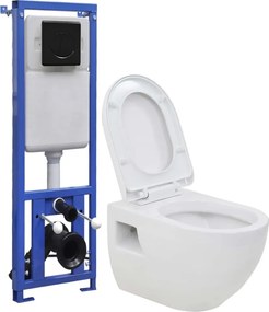 vidaXL Závěsná toaleta s podomítkovou vysokou nádržkou keramická [3082092]
