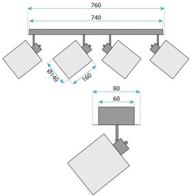 Toolight Závěsné osvětlení v Boho stylu APP1825-4W černé