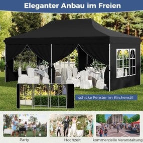 Costway Pavilon skládací pavilon s 6 odnímatelnými bočními stěnami a – černý