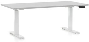 Výškově nastavitelný stůl OfficeTech C, 160 x 80 cm, bílá podnož, světle šedá