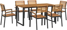7dílný zahradní jídelní set masivní akáciové dřevo a kov 3155401
