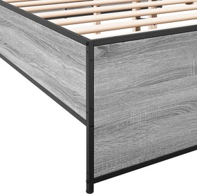 Rám postele šedý sonoma 135 x 190 cm kompozitní dřevo a kov 3279905