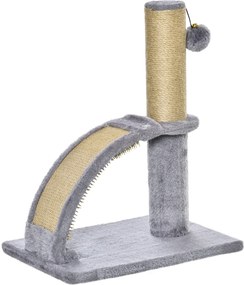 PawHut Malý škrabací sloupek pro kočky do 4,5 kg se škrabací plochou, škrabacím sloupem a guličkou 34 x 24 x 43 cm Šedá | Aosom
