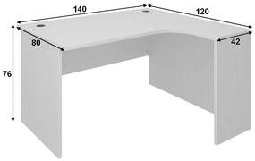 Rohový stůl SimpleOffice 140 x 120 cm, pravý, bříza