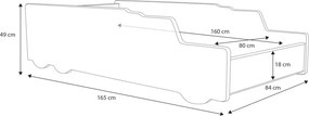 Postel s matracem CONSTRUCTION CAR 160x80