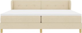Postel s boxspringem s čelo Krémová 200 x 200 cm textil 3340239