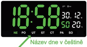 JVD DH3604.4 - Digitální stále svítící hodiny s datumem a dnem v týdnu v češtině