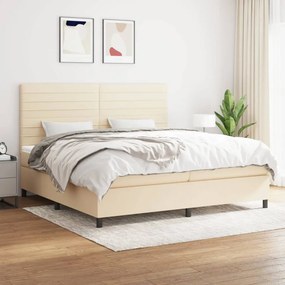 Box spring postel s matrací krémová 200x200 cm textil 3141886