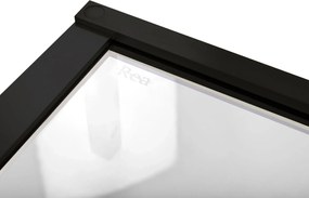 Rea Hugo, 1-křídlé sprchové dveře do otvoru 90x200,5 cm, 6mm čiré sklo, černý profil, KPL-45207