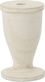 Bílý antik dřevěný veliký svícen na úzkou svíčku XL – Ø 12*20 cm