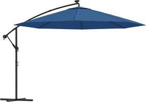 Boční zahradní slunečník s LED osvětlením azurově modrý 350 cm 313785