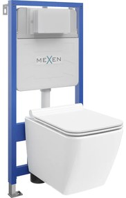 Mexen WC podomítkový set Felix XS-F stojan s WC mísou Vega a pomalu padajícím sedátkem, Bílá - 68030654000