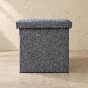 Puf se schowkem, obdélníkový, skládací, 76 × 38 × 38 cm, šedý