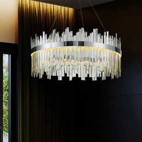 Závěsný LED křišťálový lustr APP1516-CP60 stříbrný
