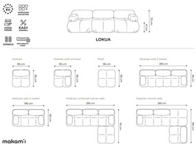 Bílá sametová modulární rohová pohovka Lokua – Makamii