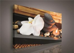 Obraz na plátně orchidej, svíčka 100 x 75 cm