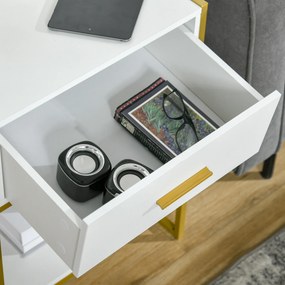 HOMCOM Sada 2 Moderních Nočních Stolků, 2 Noční Stolky do Ložnice a Obývacího Pokoj, s Šuplíkem a Otevřenou Policí, Moderní Design, MDF a Ocel, 45x40…