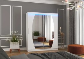 Posuvná skříň se zrcadlem a LED osvětlením BALTIMORE 180
