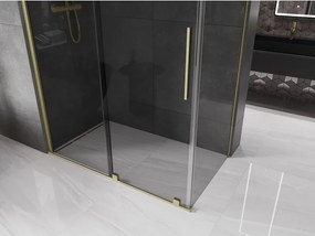 Mexen Velar, sprchový kout s posuvnými dveřmi 150 x 75 cm, 8mm šedé sklo, zlatá matná, 871-150-075-41-55