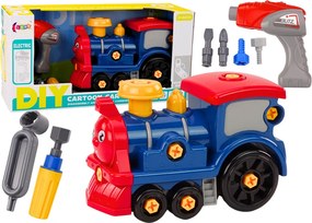 LEAN Toys Lokomotiva na šroubování s motivem z pohádek – DIY, tmavě modrá