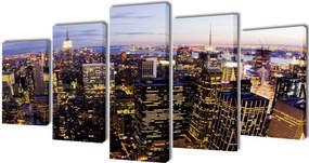 Sada obrazů, tisk na plátně, panoráma New Yorku, 200 x 100 cm 241547