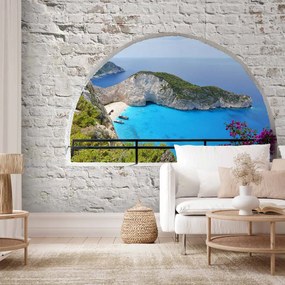 Fototapeta Zakynthos a Řecko - středomořský krajinný motiv ve formě pohledu z okna