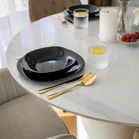 Jídelní stůl, bílý mramor/MDF, průměr 120 cm, MAHIR TYP 1