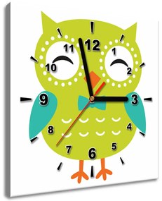 Gario Obraz s hodinami Veselá sovička s tyrkysovým motýlkem Rozměry: 30 x 30 cm