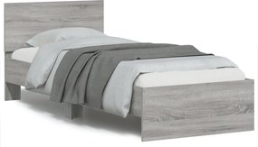 vidaXL Rám postele s čelem a LED osvětlením 90 x 200 cm [838806] Barva: šedá sonoma