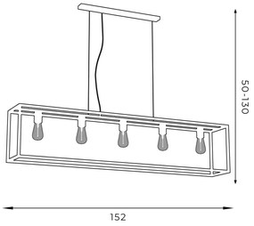 Lustr na lanku FRAME 5xE27/60W/230V černá