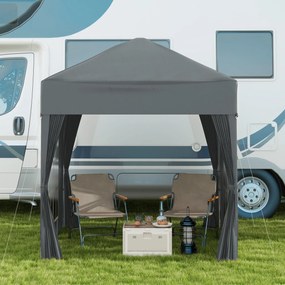 Outsunny Zahradní Altán 2 x 2 m, skládací pop-up altán, výškově nastavitelný, UV ochrana, ocelová konstrukce, 4 odnímatelné strany, na kempování, fest