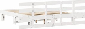 Rám postele s čelo Bílá 150 x 200 cm Masivní borové dřevo 3385686