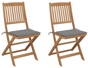 Skládací zahradní židle s poduškami 2 ks masivní akáciové dřevo,  3064645