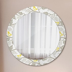Kulaté dekorativní zrcadlo Žluté ptáci na větvích fi 70 cm