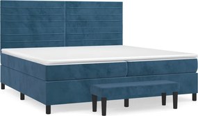 Box spring postel s matrací tmavě modrá 200x200 cm samet 3137927