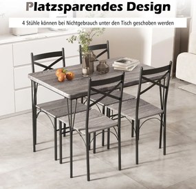 Costway 5dílná jídelní sada pro 4 osoby moderní obdélníkový jídelní stůl a 4