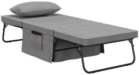 HOMCOM 4-v-1 jednolůžko pro hosty, rozkládací postel, křeslo s otomanem, matrace 8 cm, 5-stupňová regulace výšky, ocelový rám, 188x75x38cm| Aosom