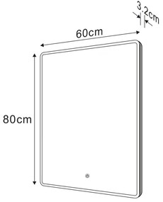 Sapho PIRI zrcadlo s LED osvětlením 60x80cm, senzor, 2700-6500K PR600S