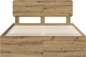 Rám postele Umělecký dub 150 x 200 cm Masivní borové dřevo 3412068