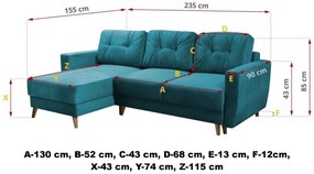 Casarredo - Komfort nábytek Rohová sedací souprava BEATY rozkládací s úložným prostorem, Falkone 14