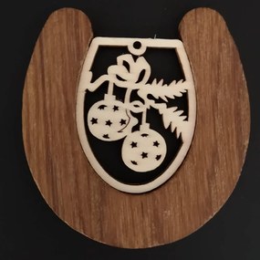 AMADEA Dřevěná ozdoba z masivu s vkladem - podkova s koulemi 8 cm