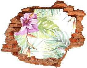 Wallmuralia Nálepka 3D díra na zeď Hawajské květiny 90x70 cm