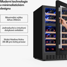 Klarstein Illuminosa vestavná lednice na víno | Dvouzónová | 129 litrů | 46 lahví | 60 cm